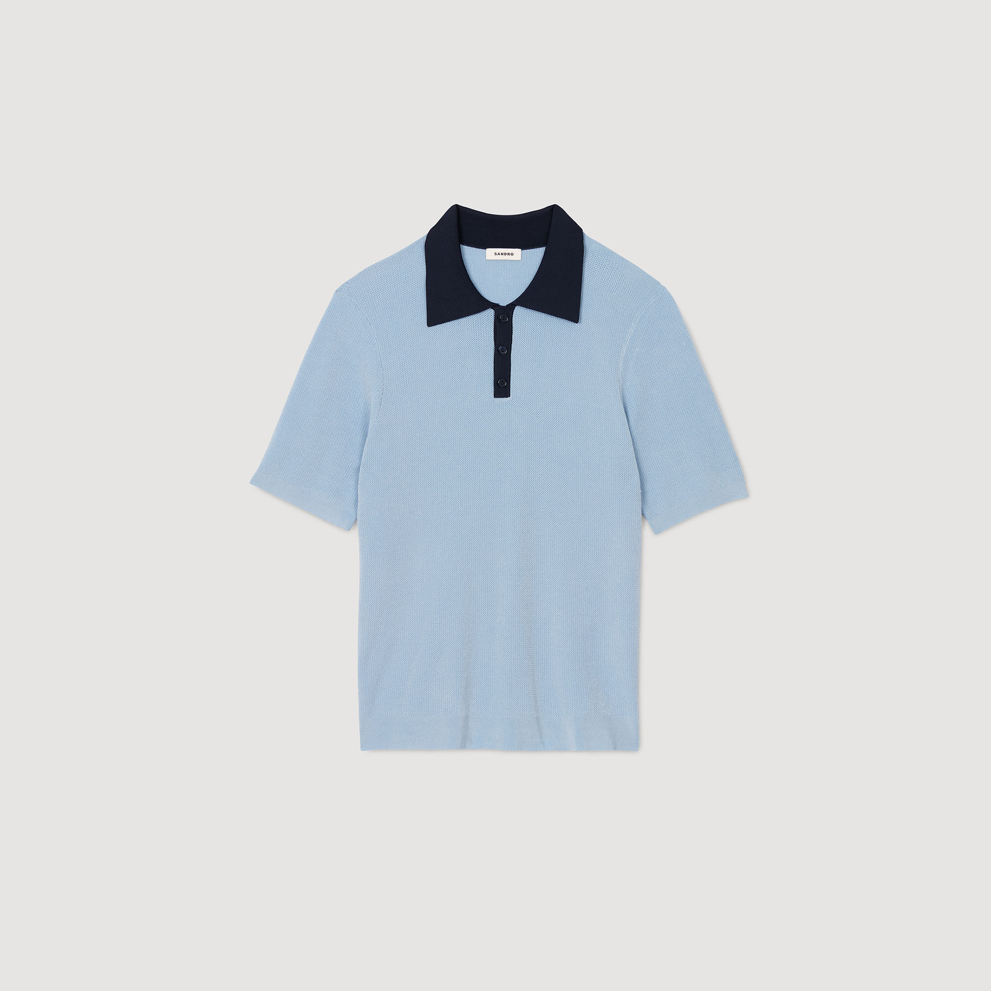 Two-tone polo shirt blue for Men | Sandro Paris Two-tone polo shirt blue for Men | Sandro Paris