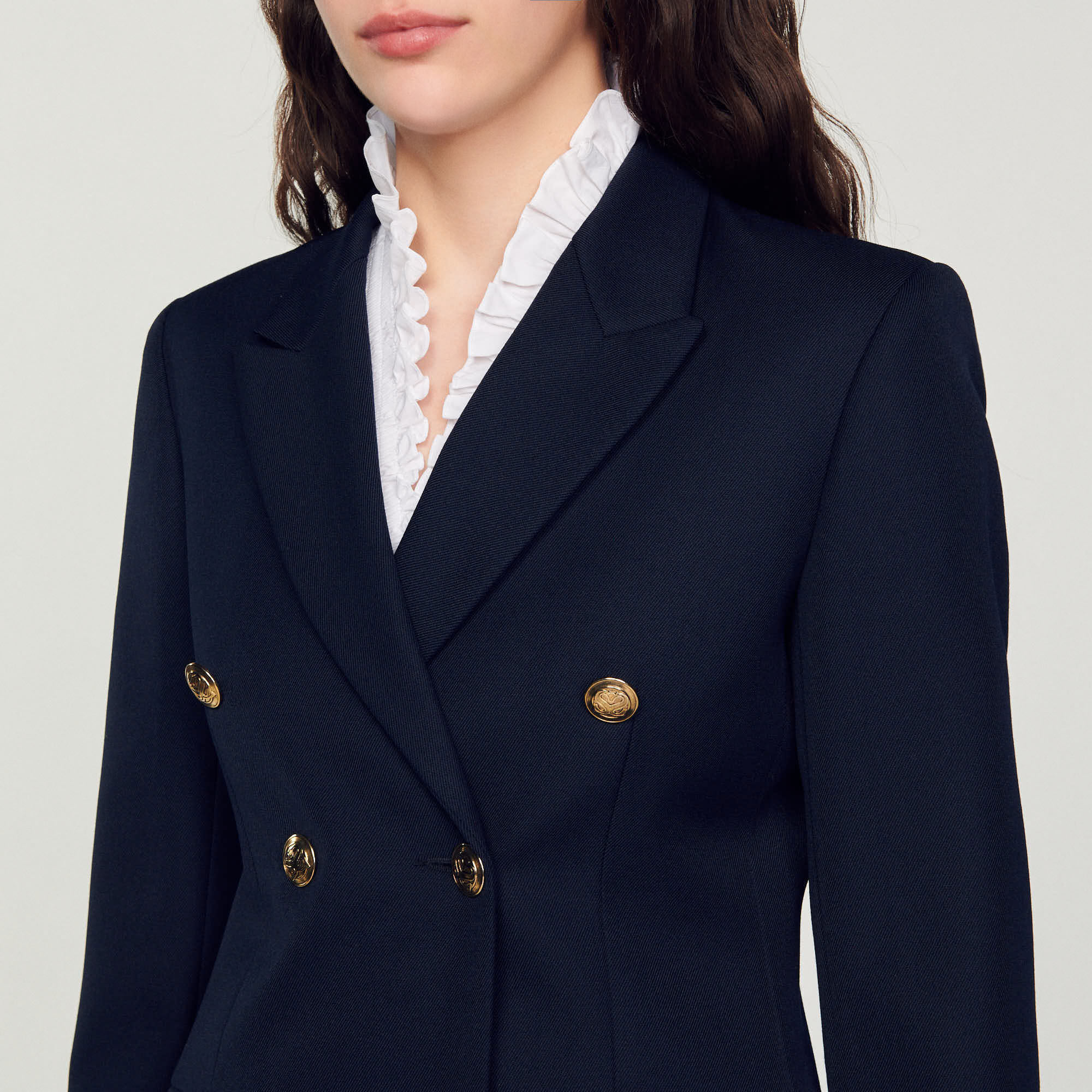 Double-breasted suit jacket Blue | Sandro Paris