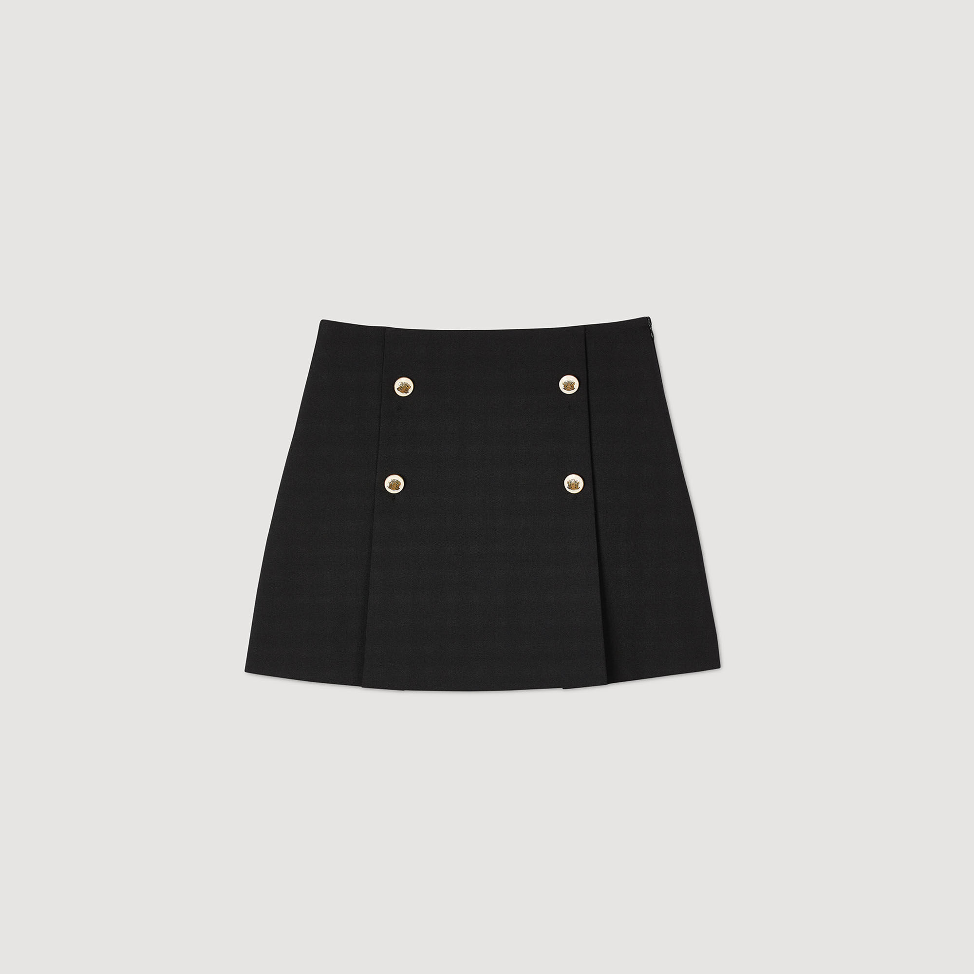 Short Pleated Skirt Black Gray For Women Sandro Paris