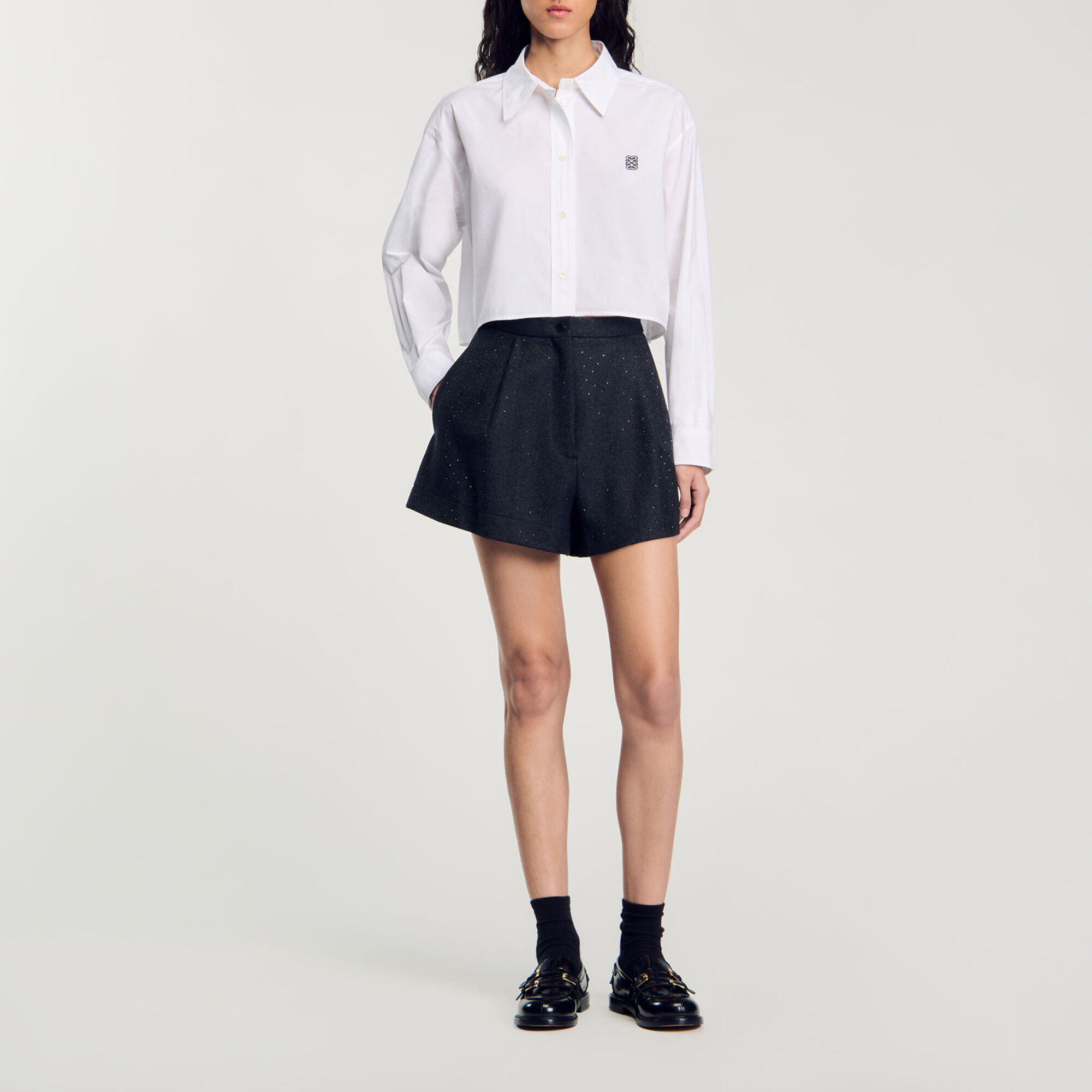 Herringbone shorts black / gray For Women | Sandro Paris