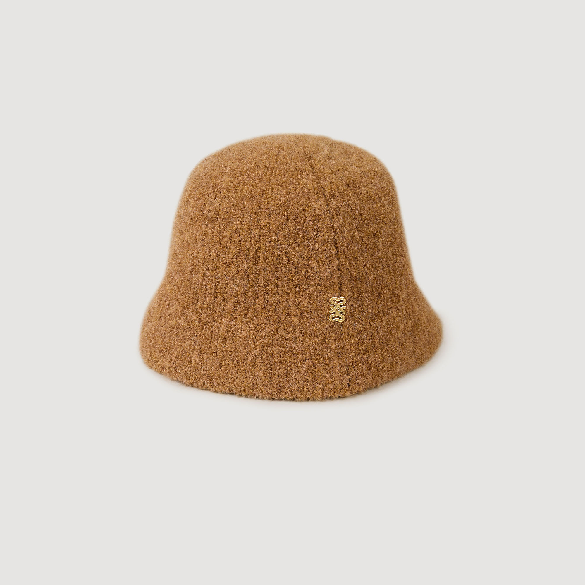 Bucket hat in alpaca and mohair white / beige For Women | Sandro Paris