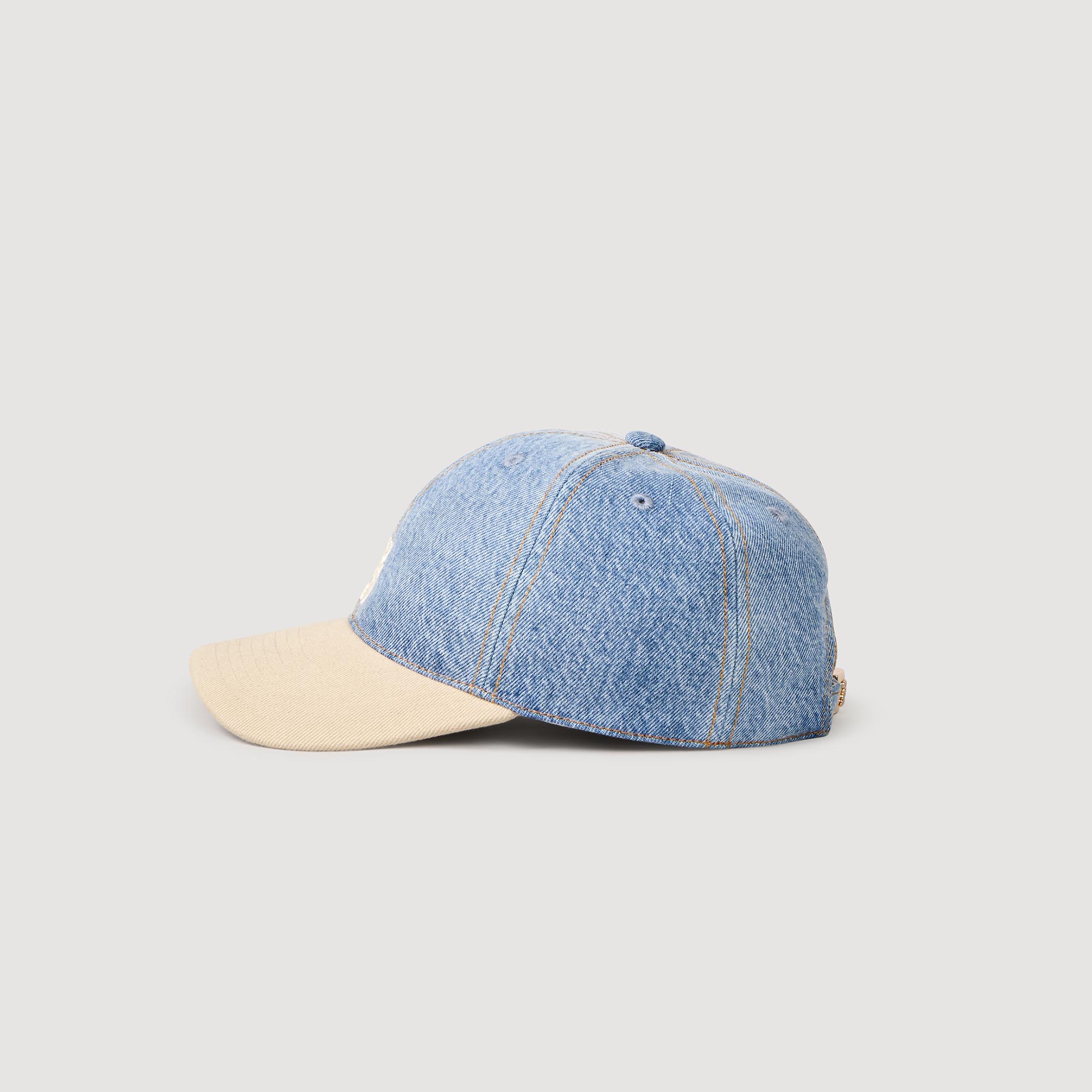 Denim and canvas cap blue For Women | Sandro Paris