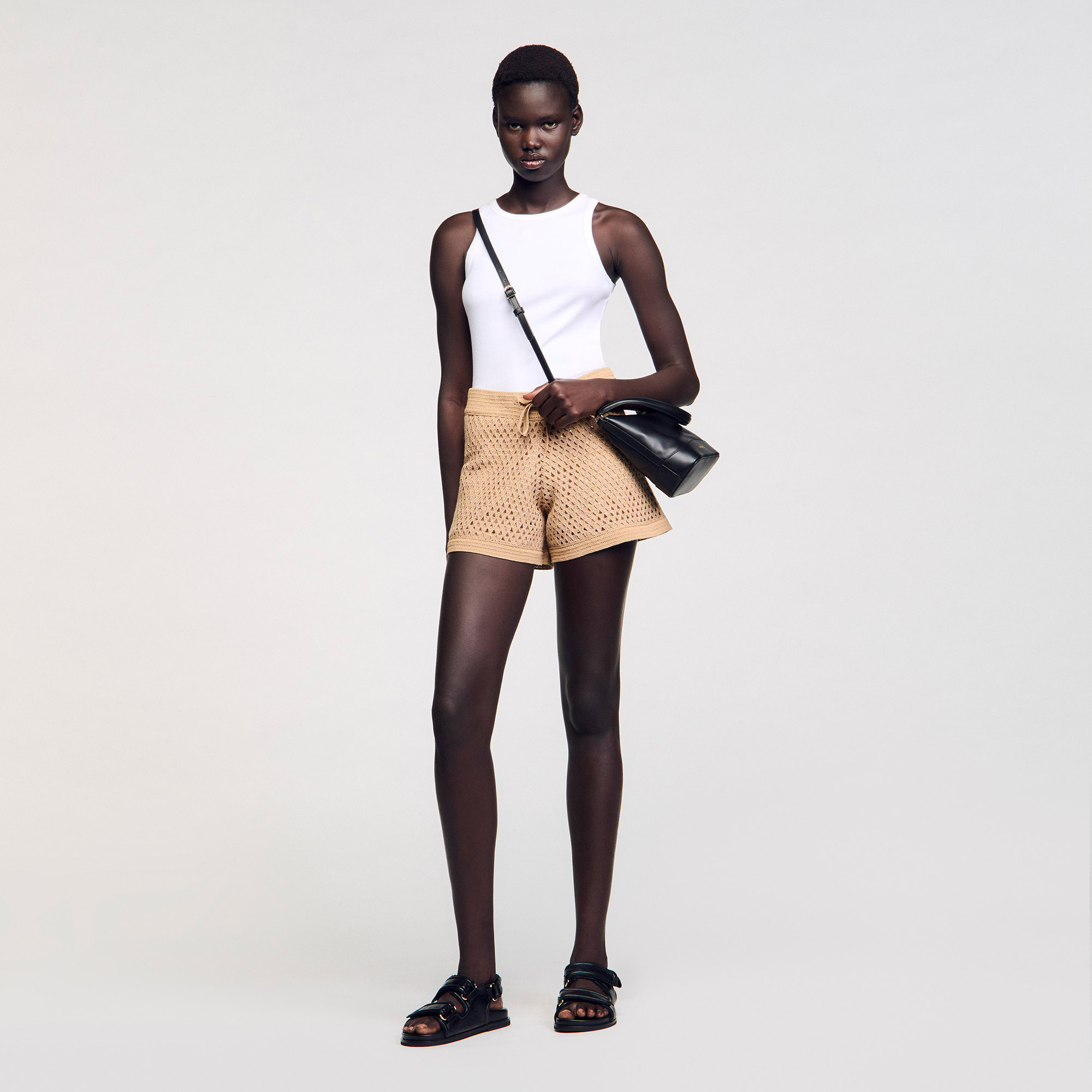 Strass shorts white / beige For Women | Sandro Paris