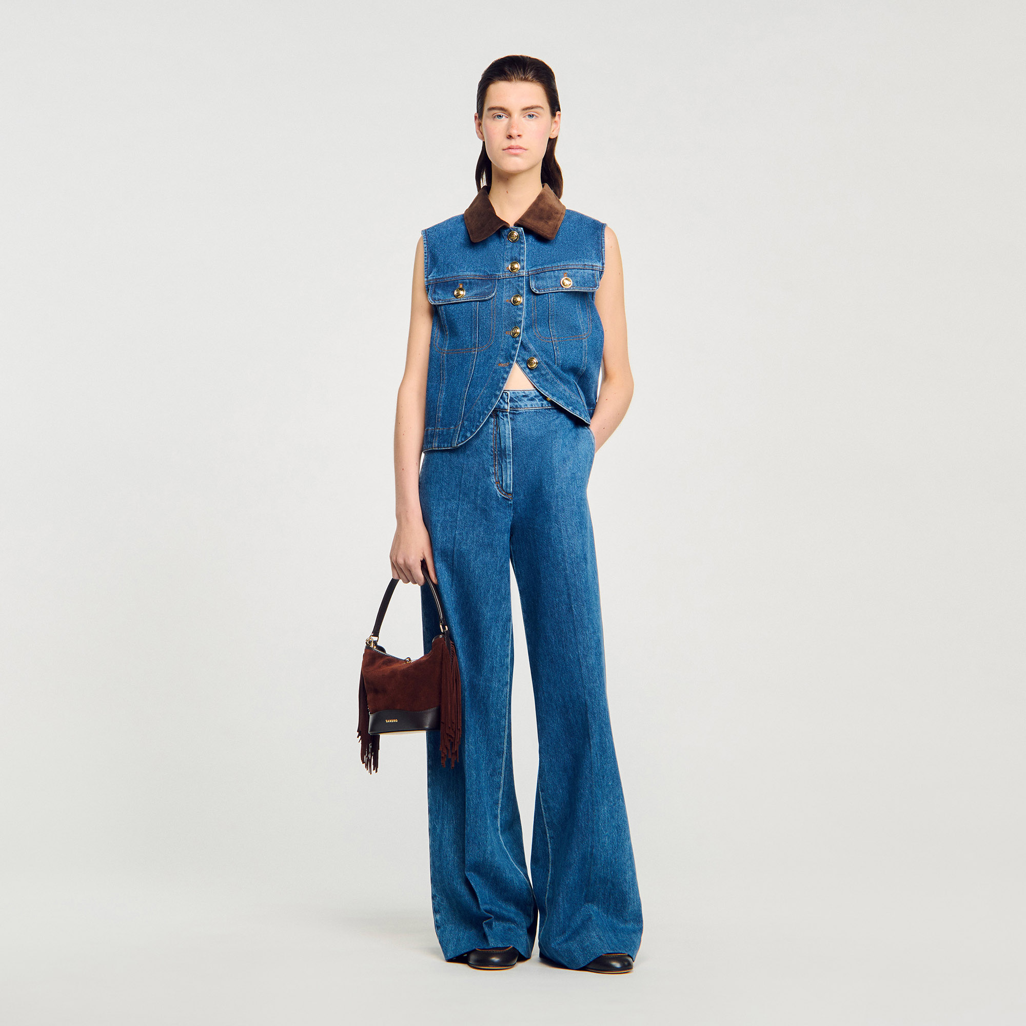 Wide-leg jeans blue For Women | Sandro Paris