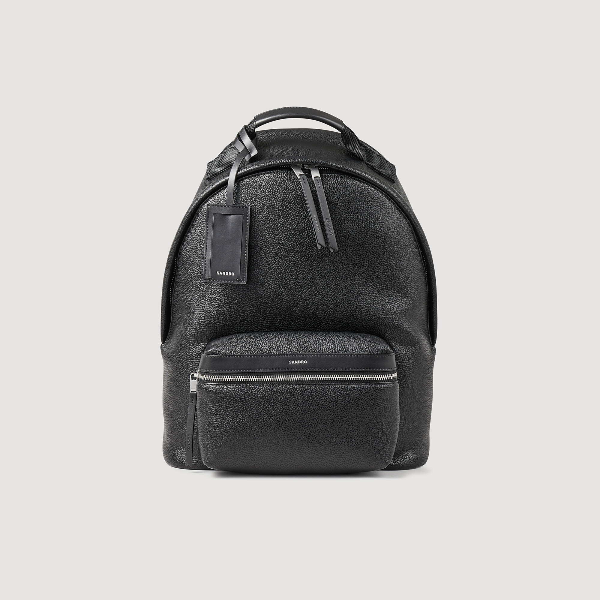 Coated canvas backpack black / gray for Men | Sandro Paris