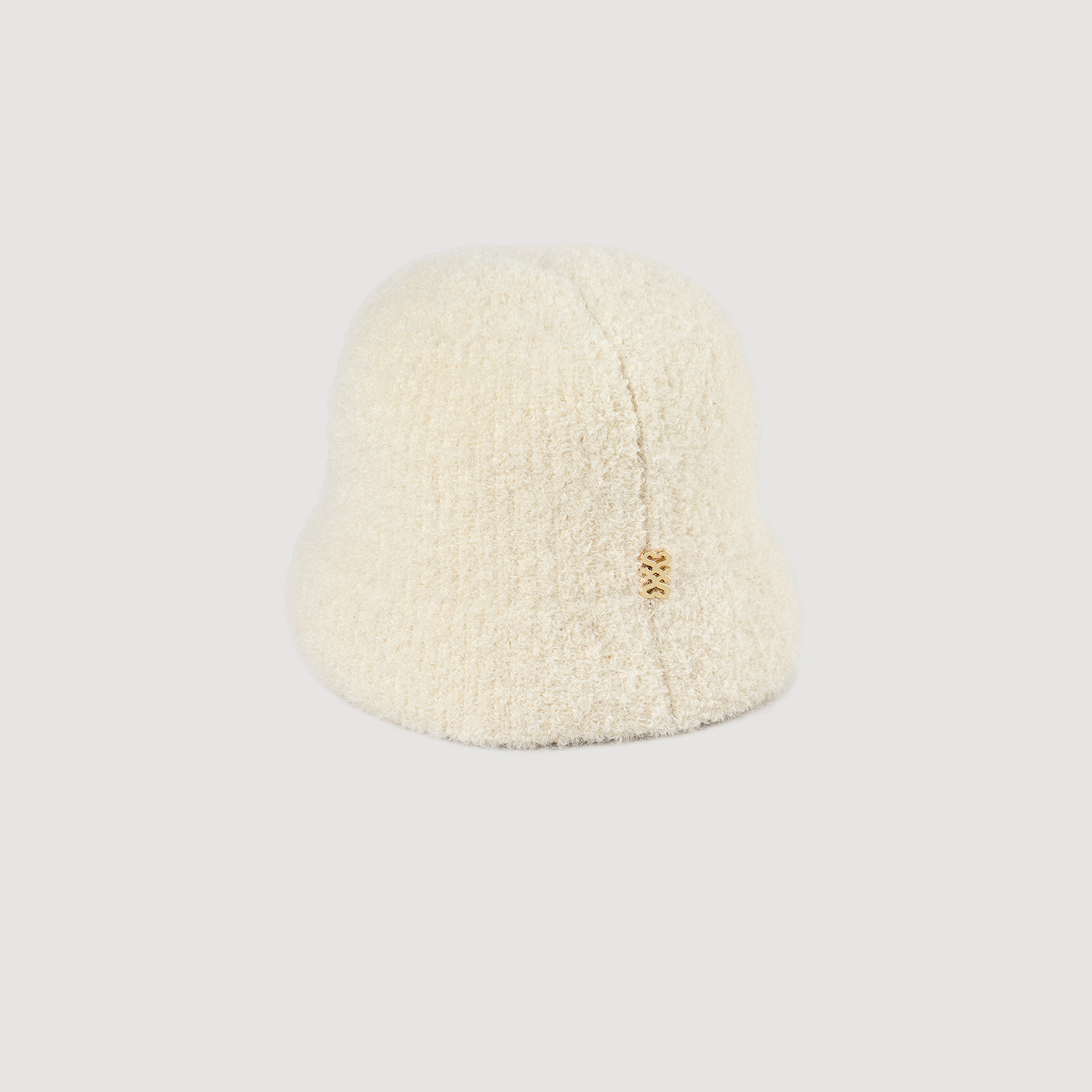 Bucket hat in alpaca and mohair white / beige For Women | Sandro Paris